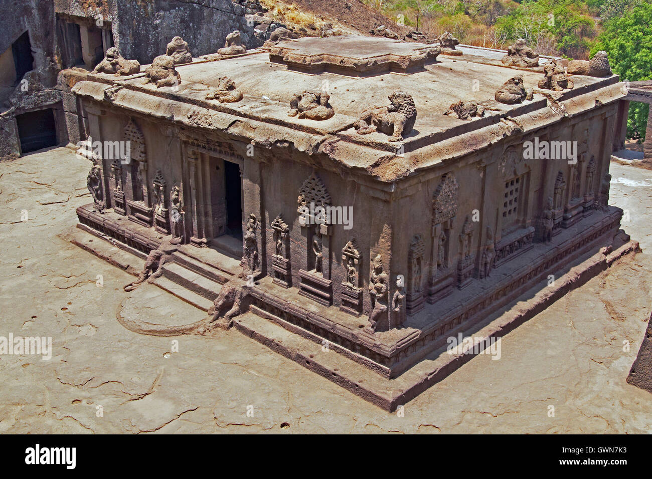 Hindu temple carved out of solid rock. Cave number 15 (Dashavatar ...