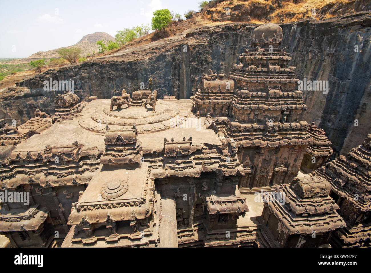 Ancient Hindu Temple (Kailas Temple) carved out of solid rock. Cave ...