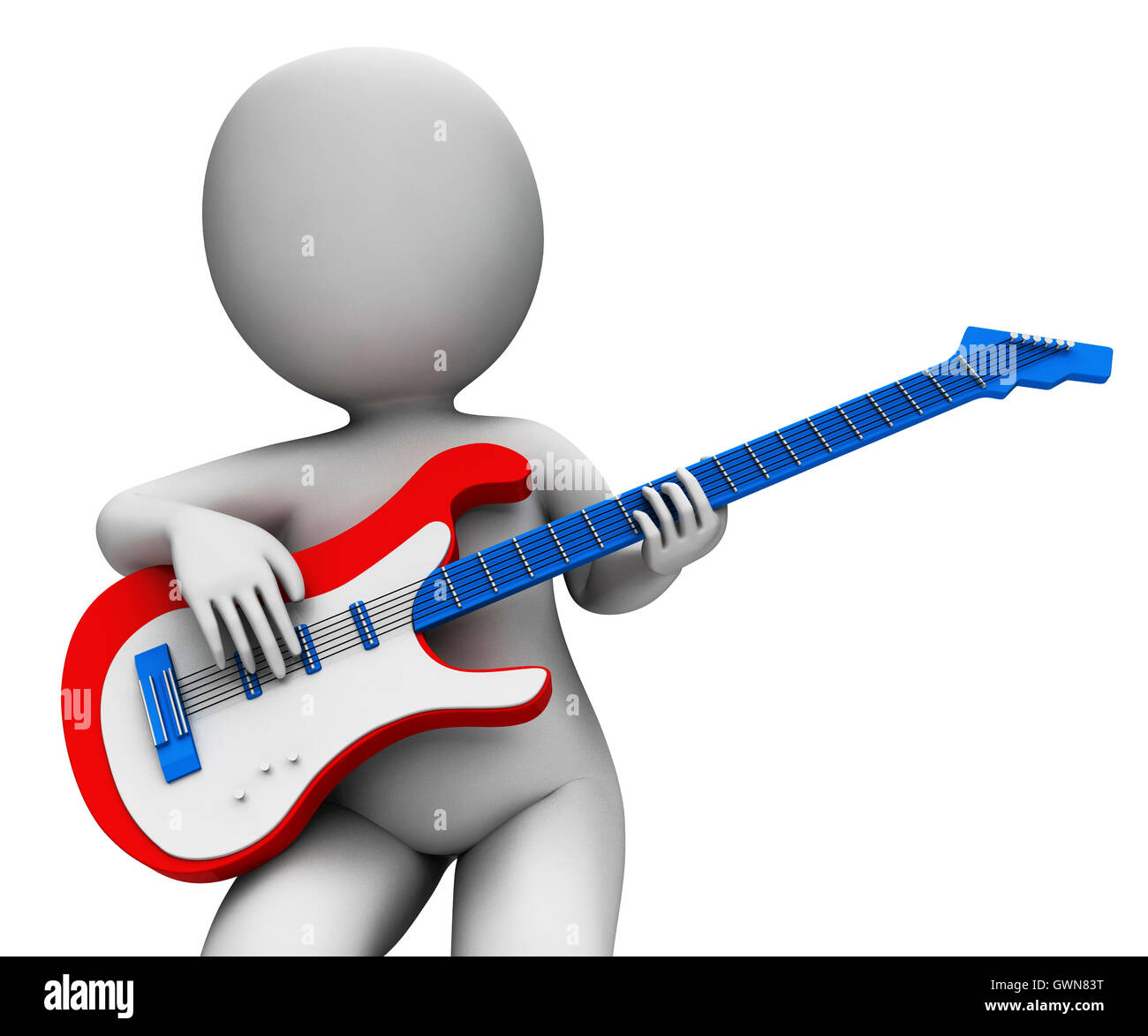 Rock Guitarist Playing Shows Music Guitar And Rocker Character Stock ...