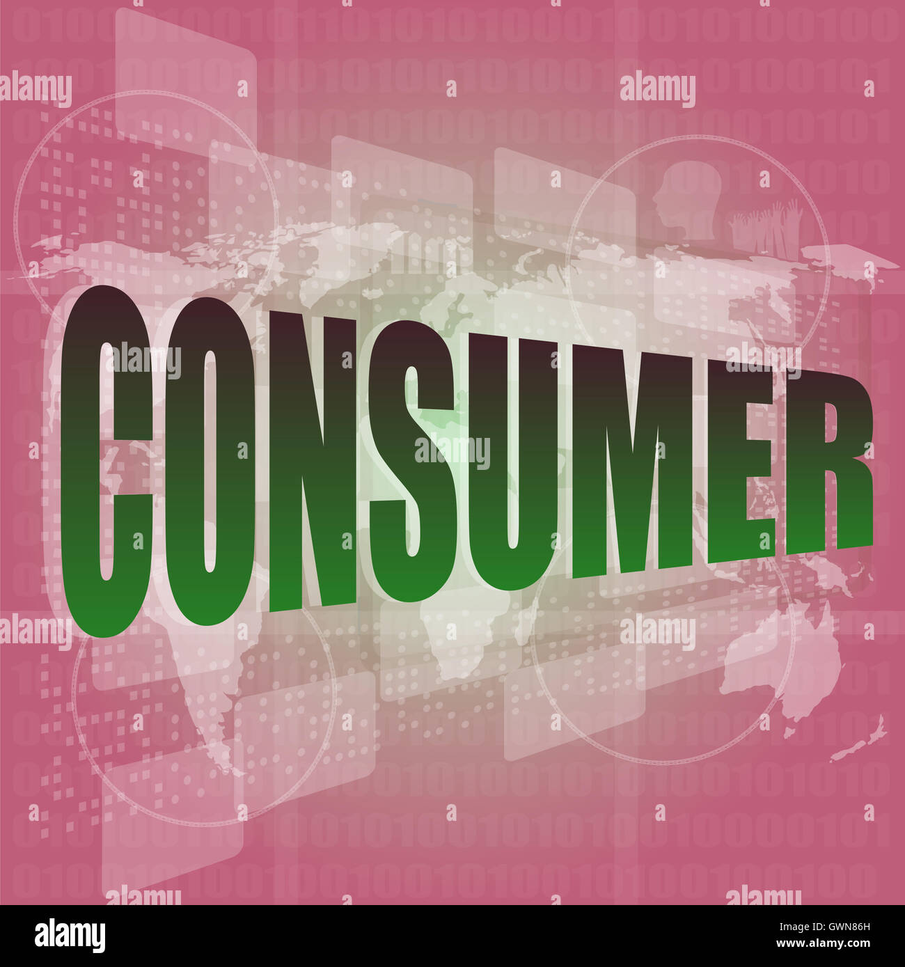 consumer words on digital touch screen interface - business concept ...