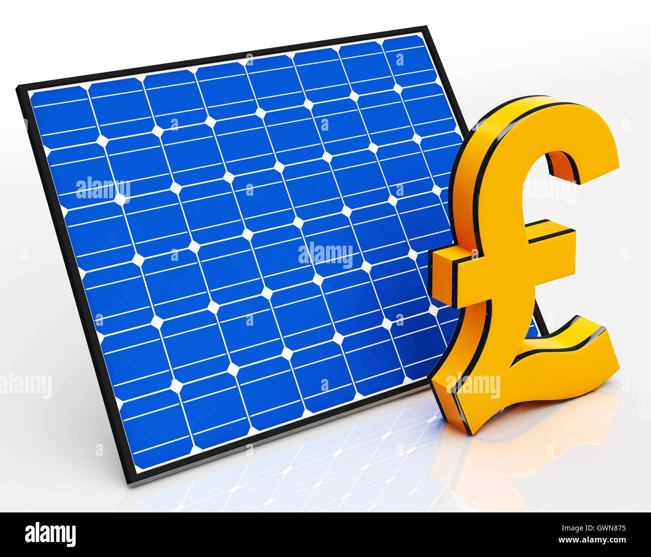 Solar Panel And Pound Sign Shows Saving Money Stock Photo - Alamy