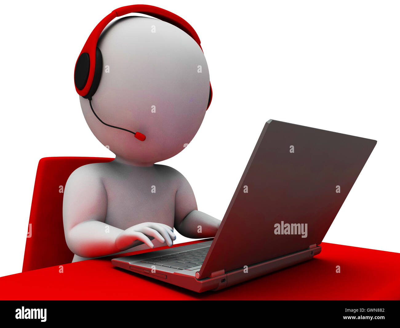 Helpdesk Hotline Operator Showing Support Stock Photo - Alamy