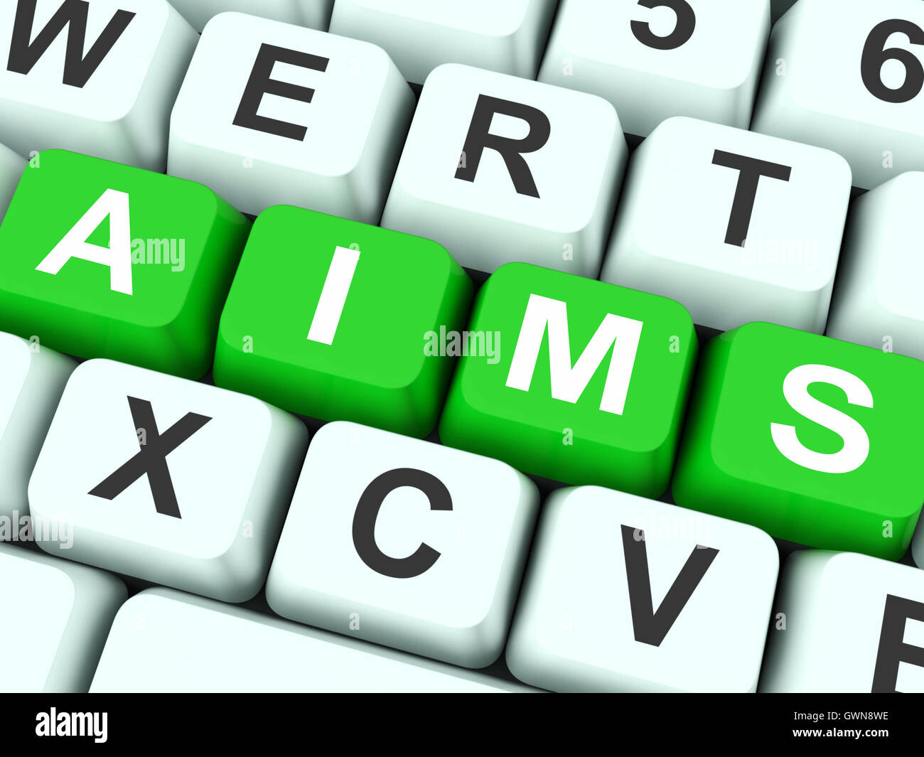 Aims Keys Show Targetting Purpose And Aspirations Stock Photo - Alamy