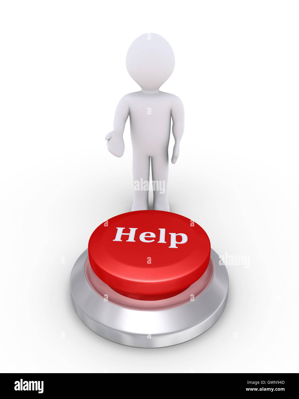 Person offers help button Stock Photo - Alamy