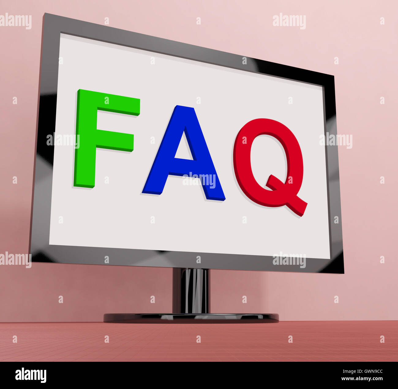 Faq On Monitor Shows Frequently Asked Questions Online Stock Photo - Alamy