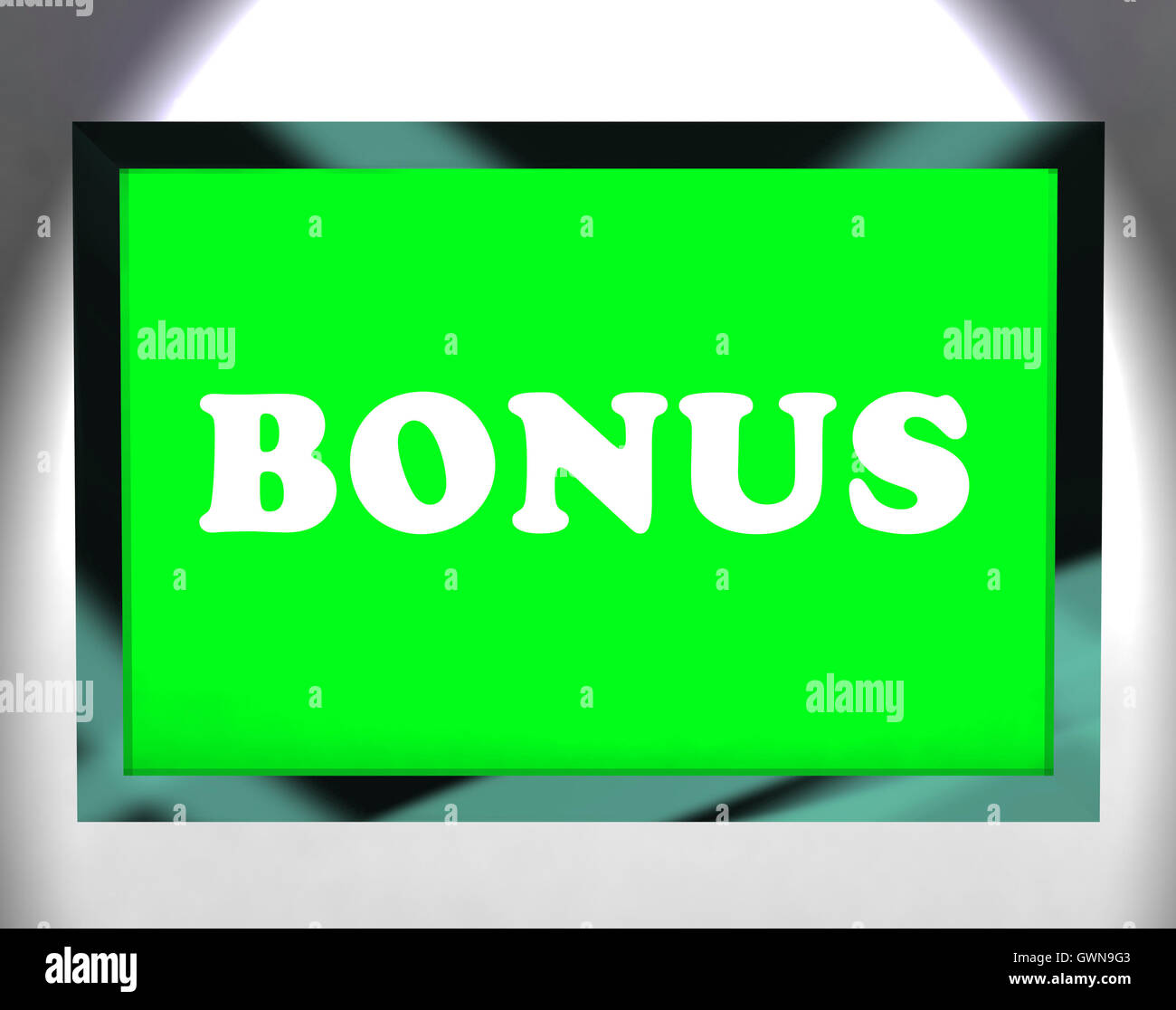 Bonus On Screen Shows Reward Or Perk Online Stock Photo - Alamy