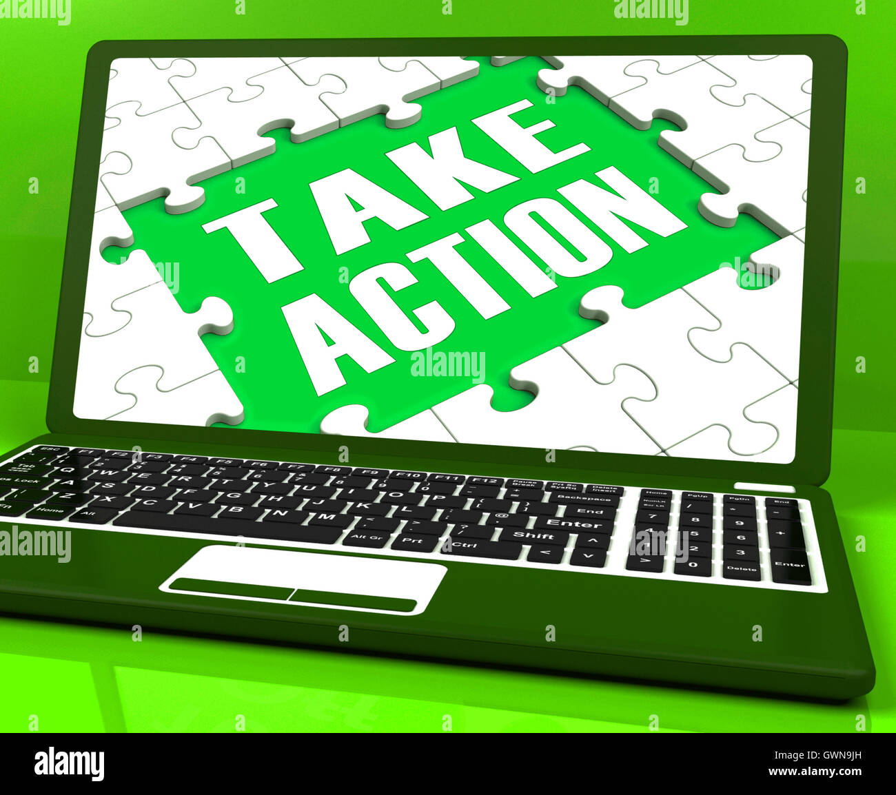 Take Action Laptop To Inspire And Motivate Stock Photo - Alamy