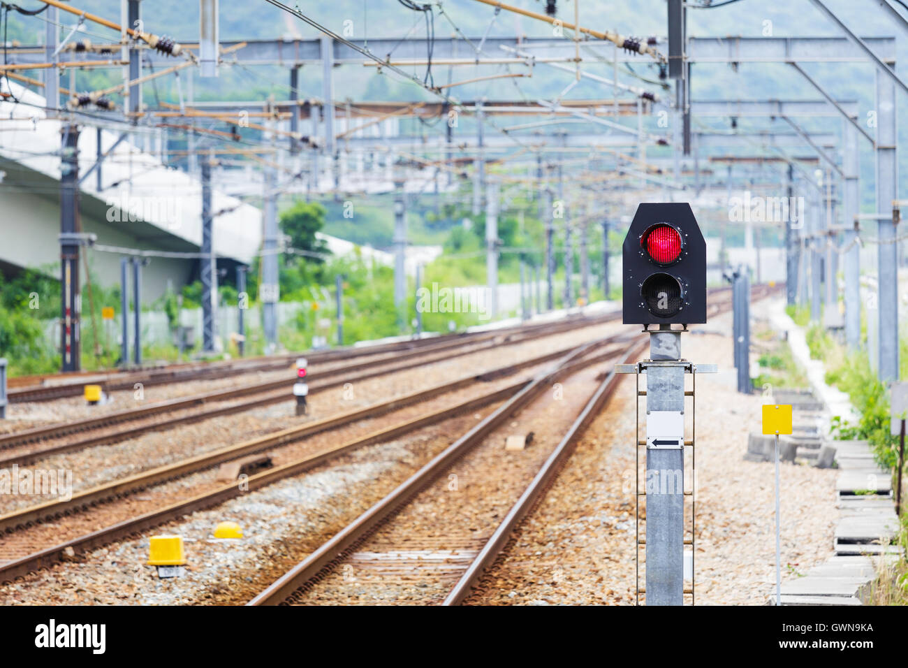 Train Railway signal light Stock Photo - Alamy