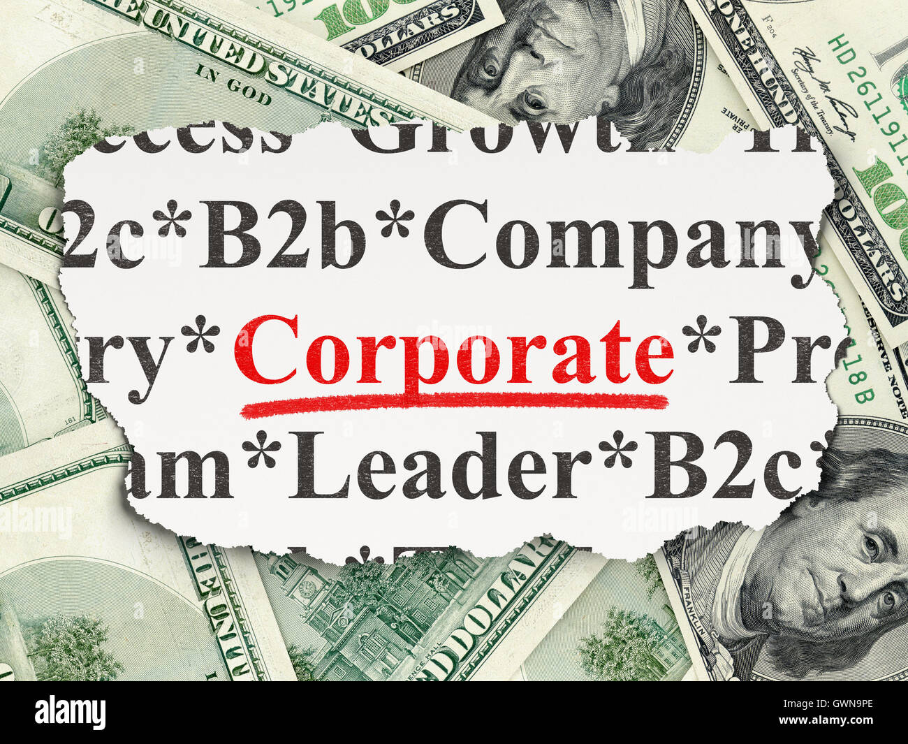 Finance concept: Corporate on Money background Stock Photo - Alamy