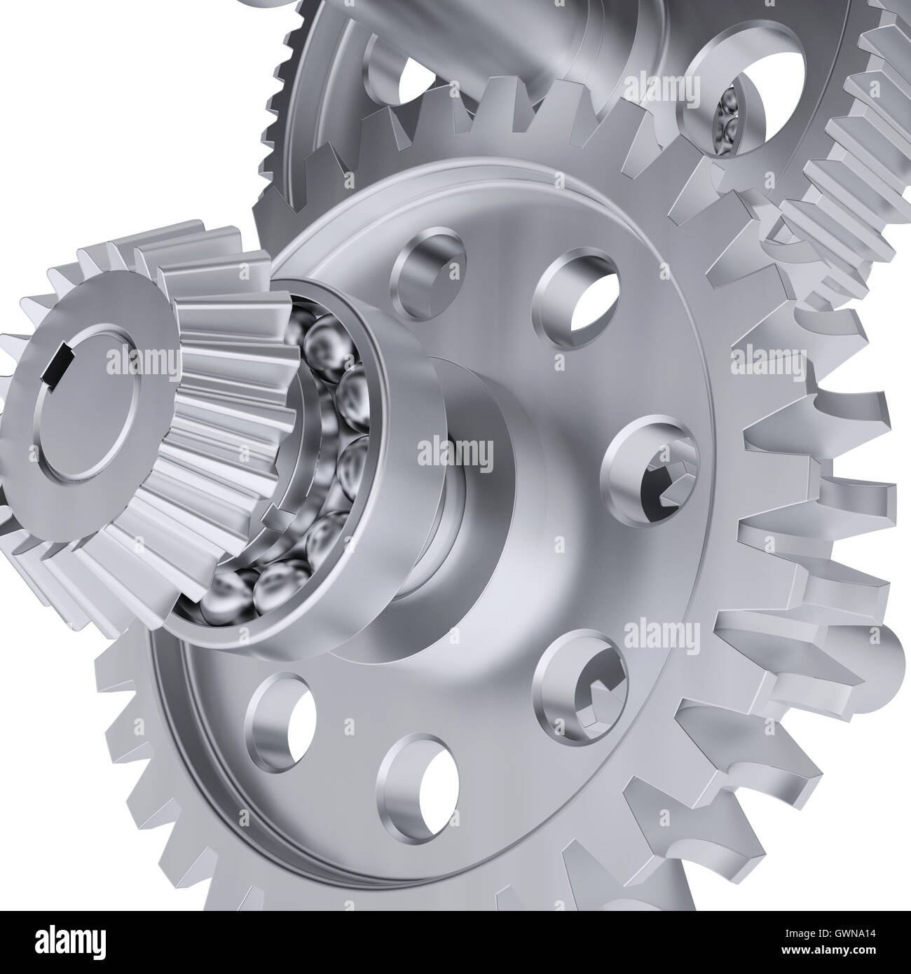 Metal shafts, gears and bearings Stock Photo - Alamy