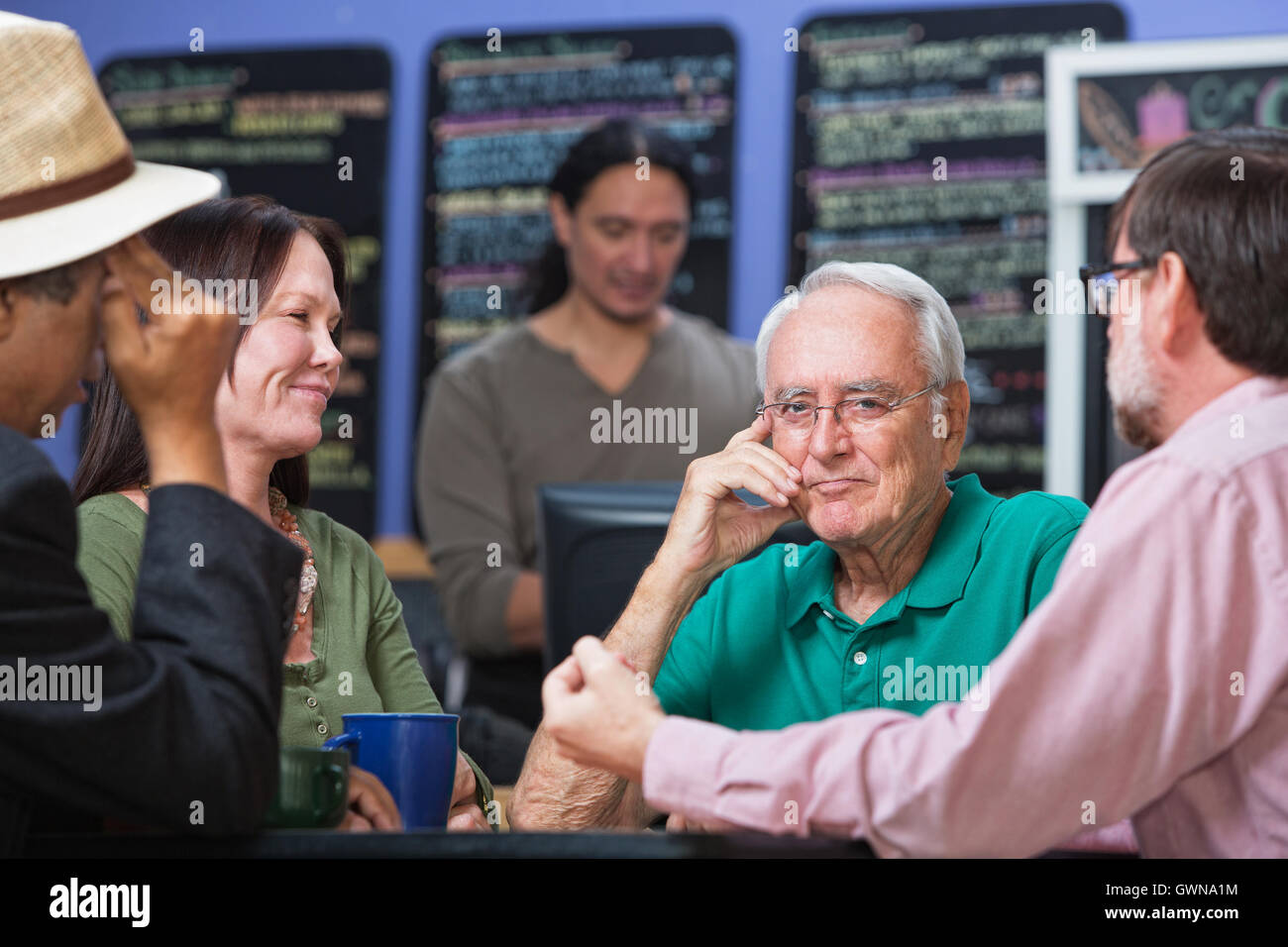 Pensive Man with Concerned Friends Stock Photo - Alamy