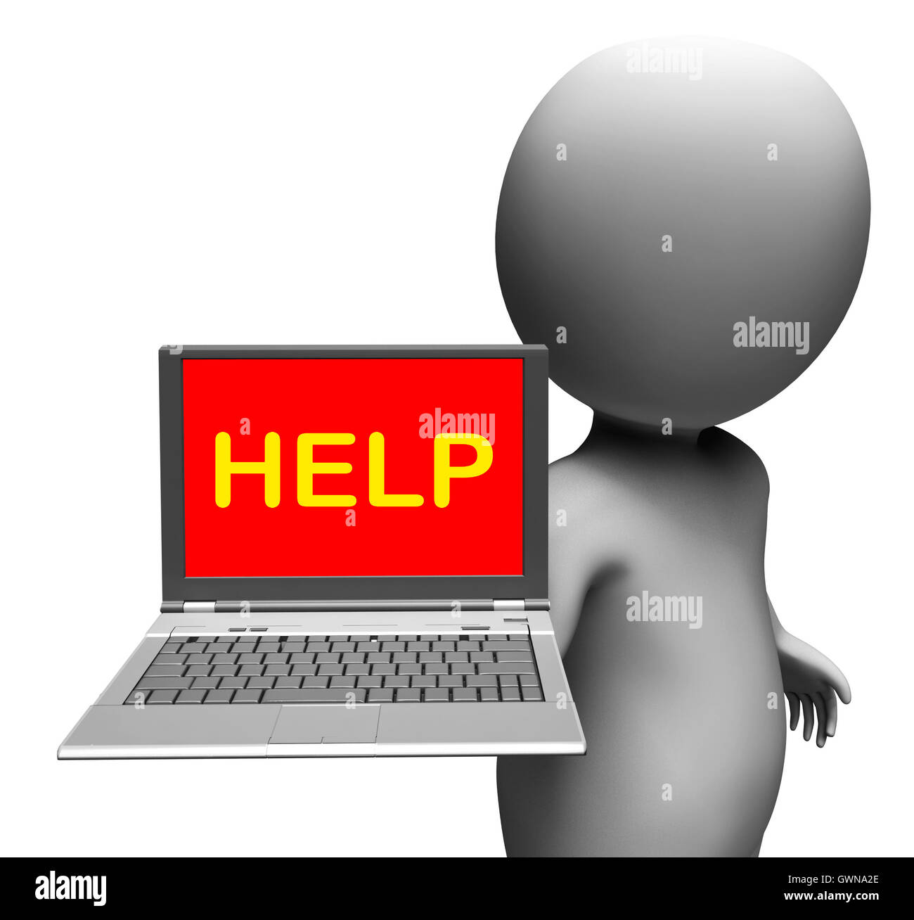 Help On Laptop Shows Helping Customer Service Help Desk Or Suppo Stock ...
