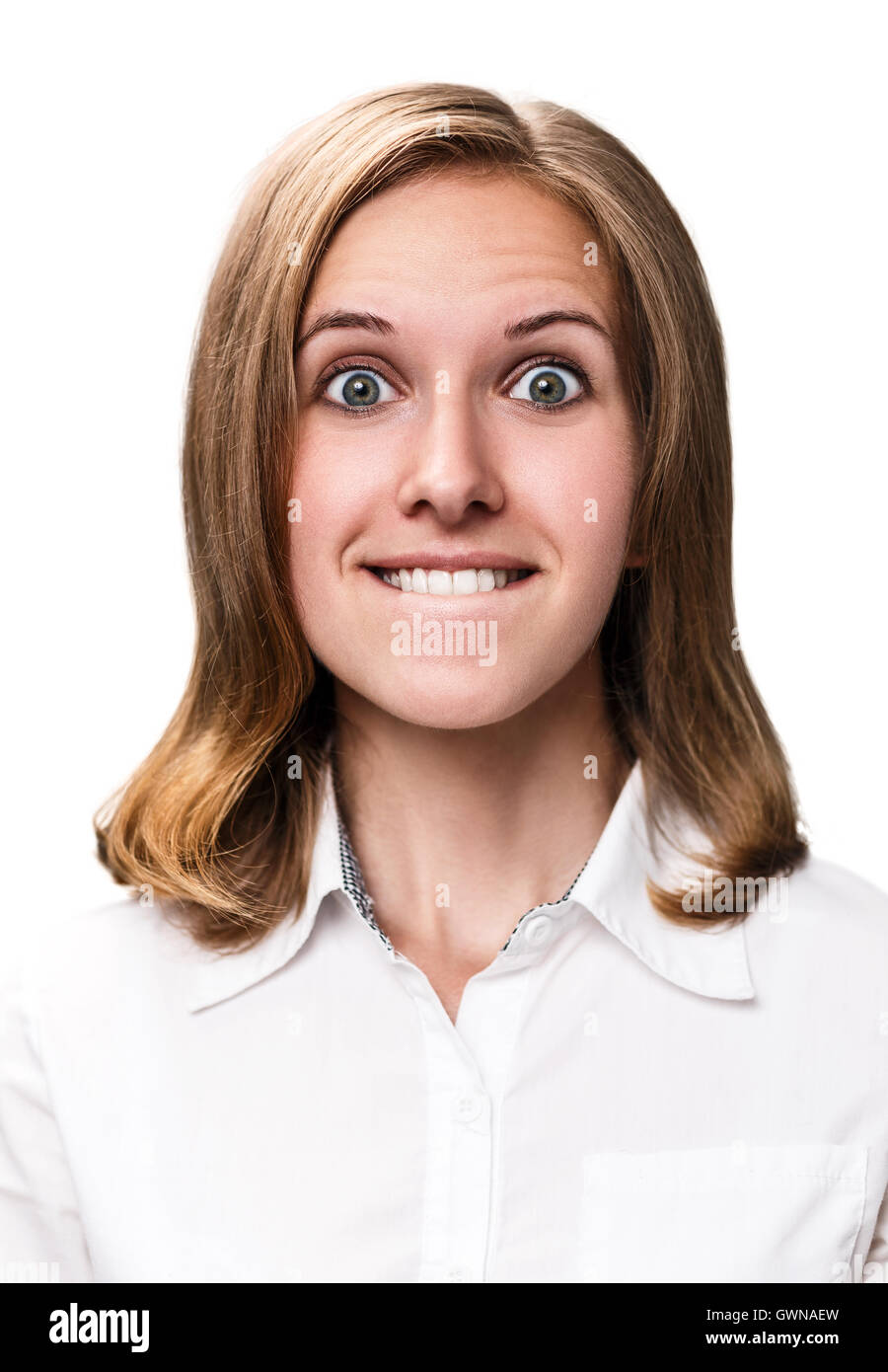 Young woman showing grimace Stock Photo - Alamy