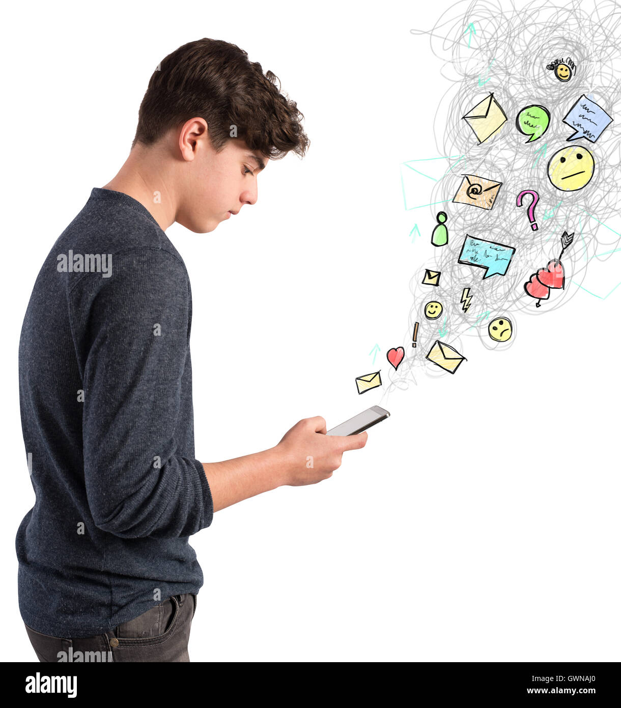Virtual life on cellphone Stock Photo - Alamy