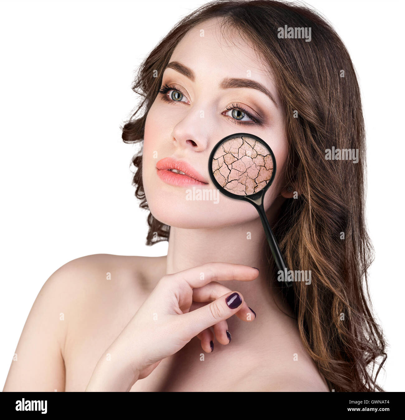 Face of young woman with dry skin Stock Photo - Alamy