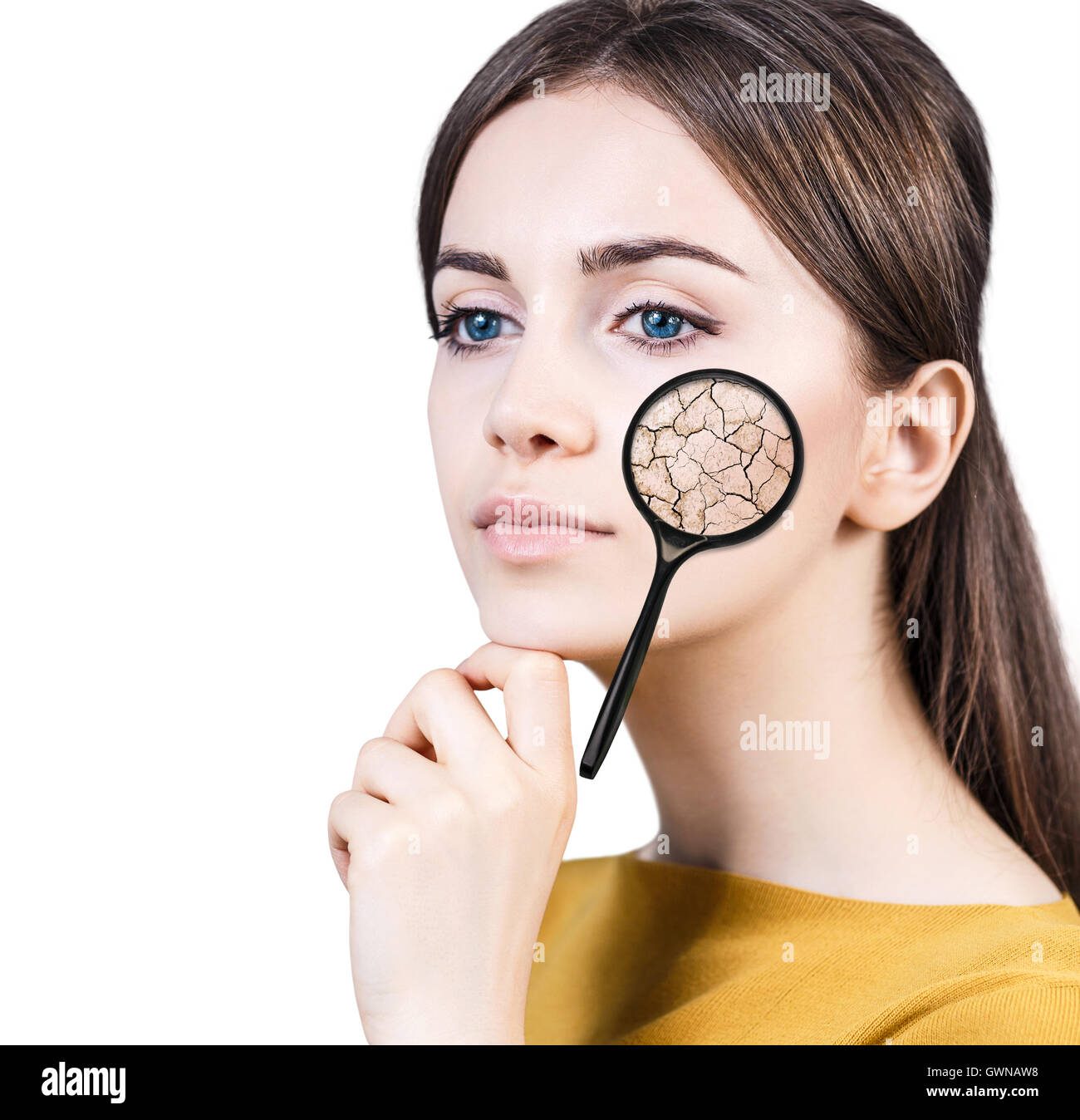 Face of young woman with dry skin Stock Photo - Alamy