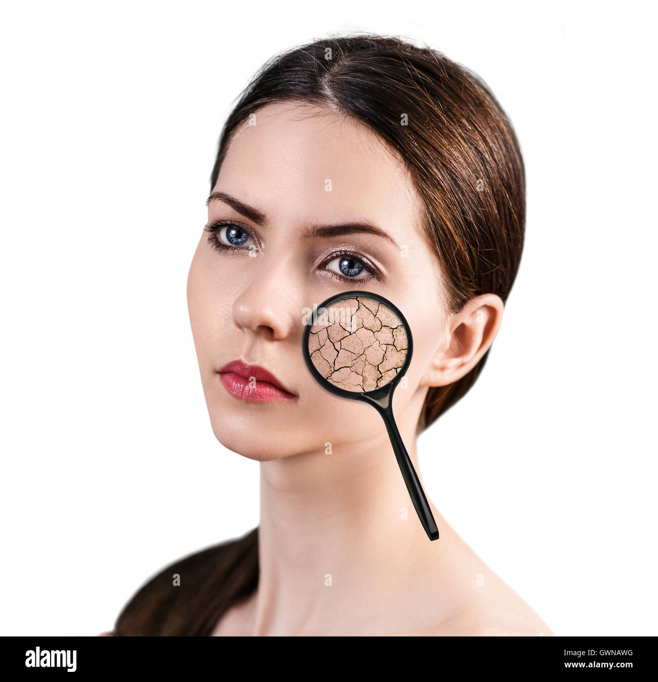 Face of young woman with dry skin Stock Photo - Alamy