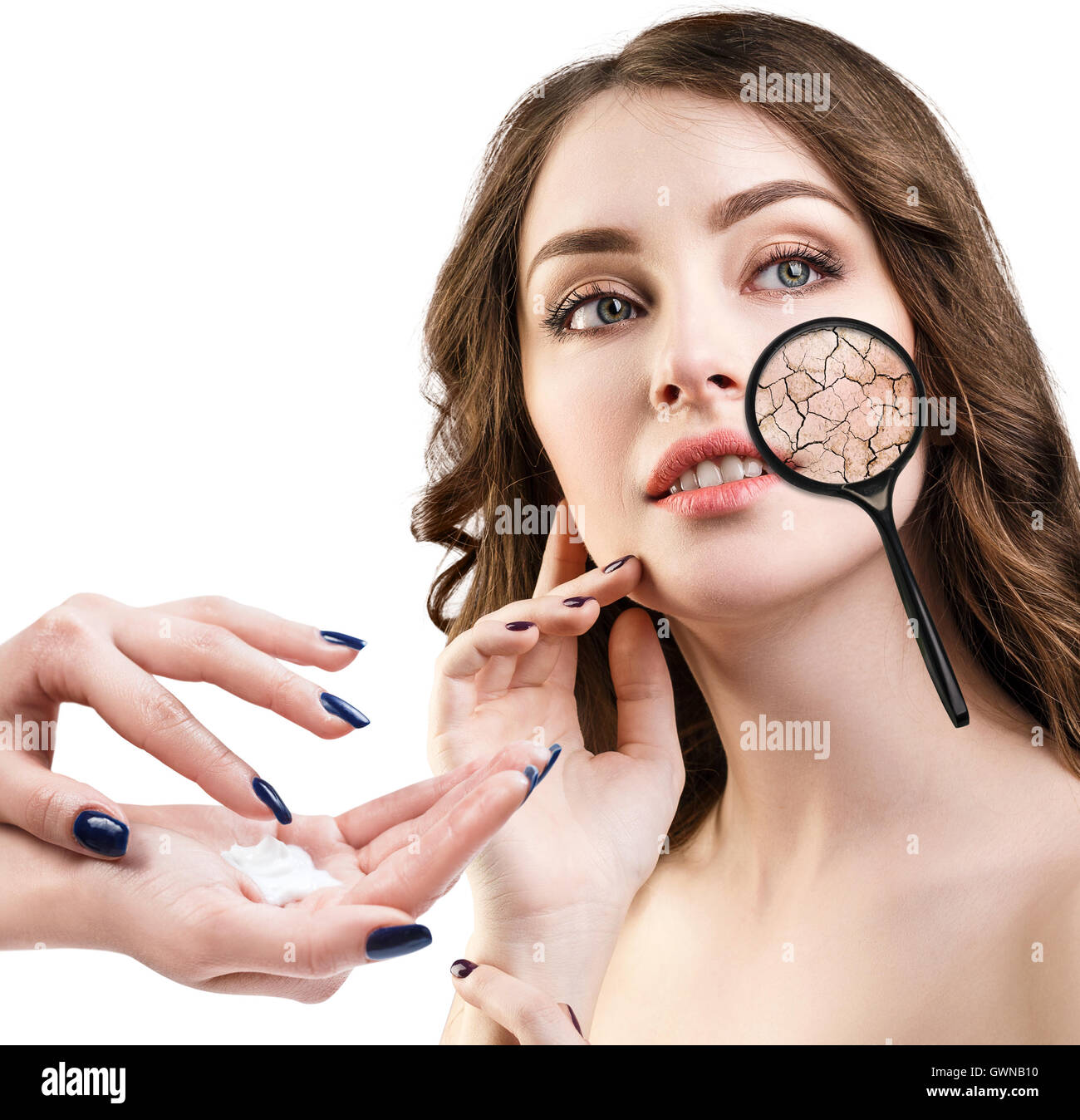 Face of young woman with dry skin Stock Photo - Alamy