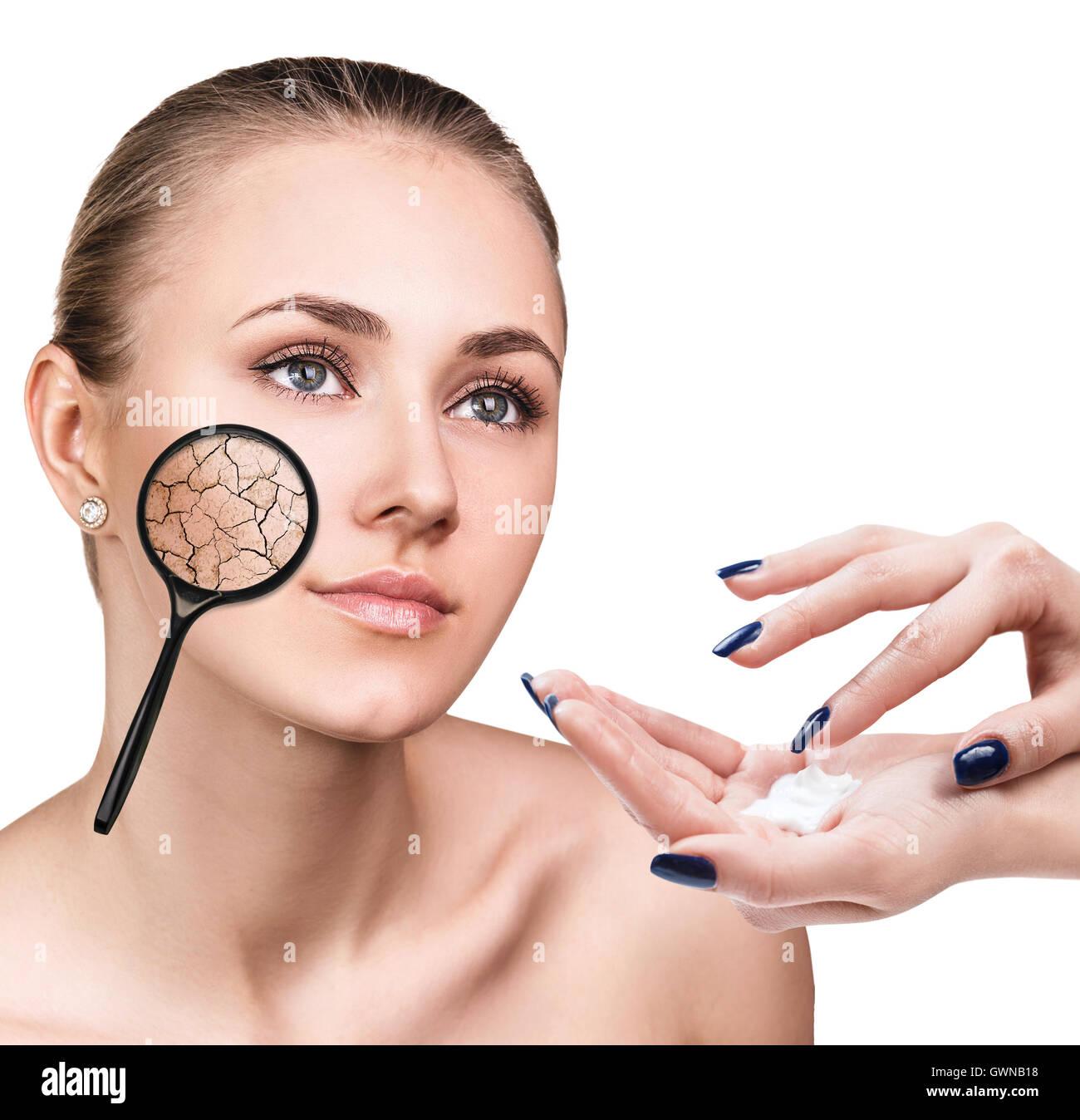 Face of young woman with dry skin Stock Photo - Alamy