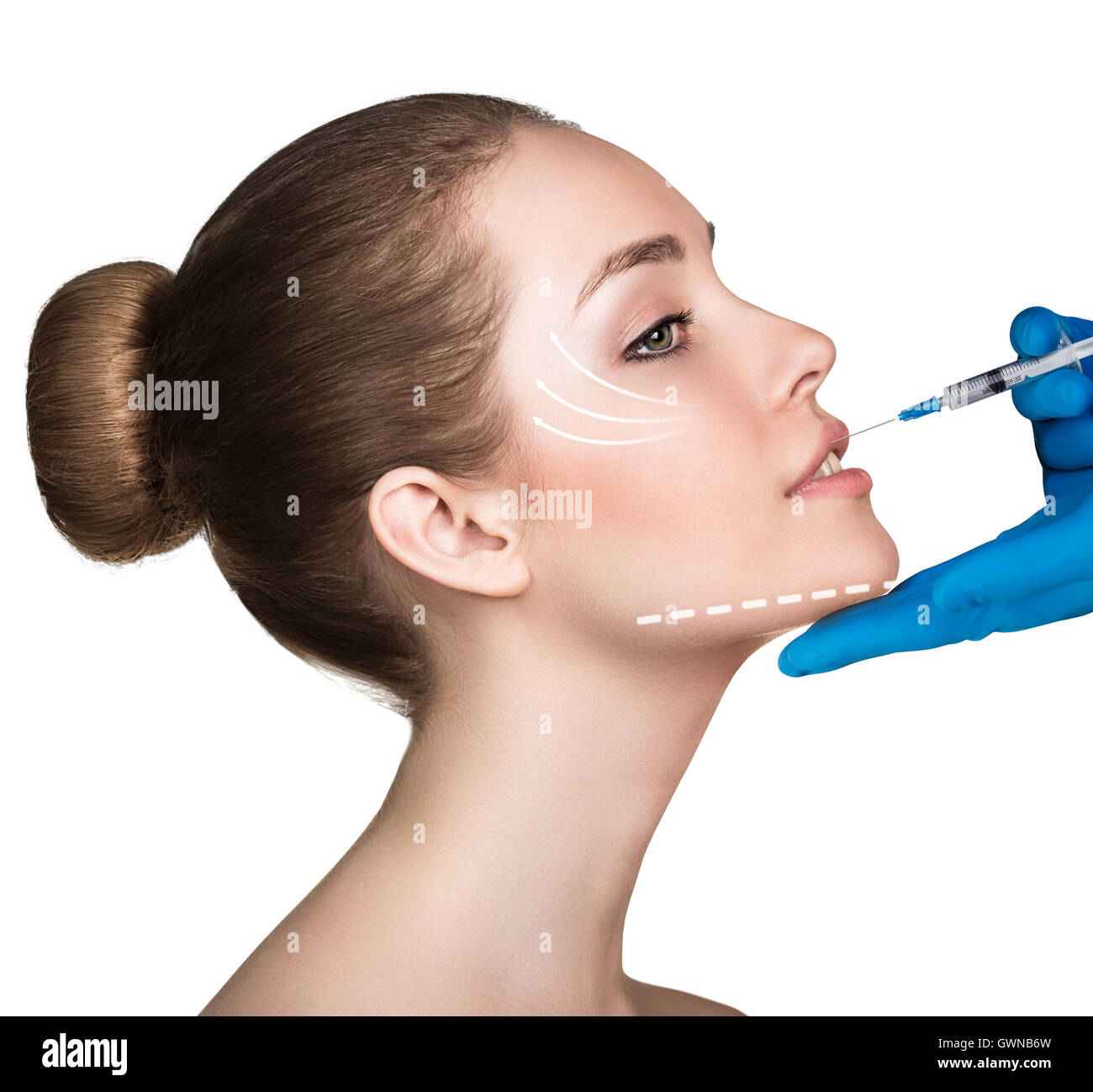 Beautiful woman gets an injection Stock Photo - Alamy