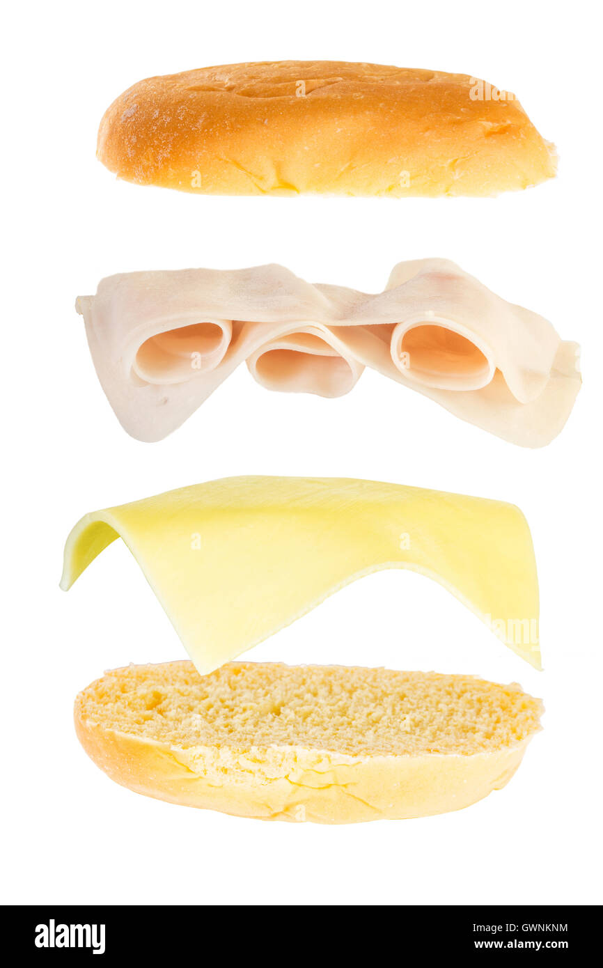 open sandwich, floating sandwich, ham and cheese sandwich Stock Photo ...