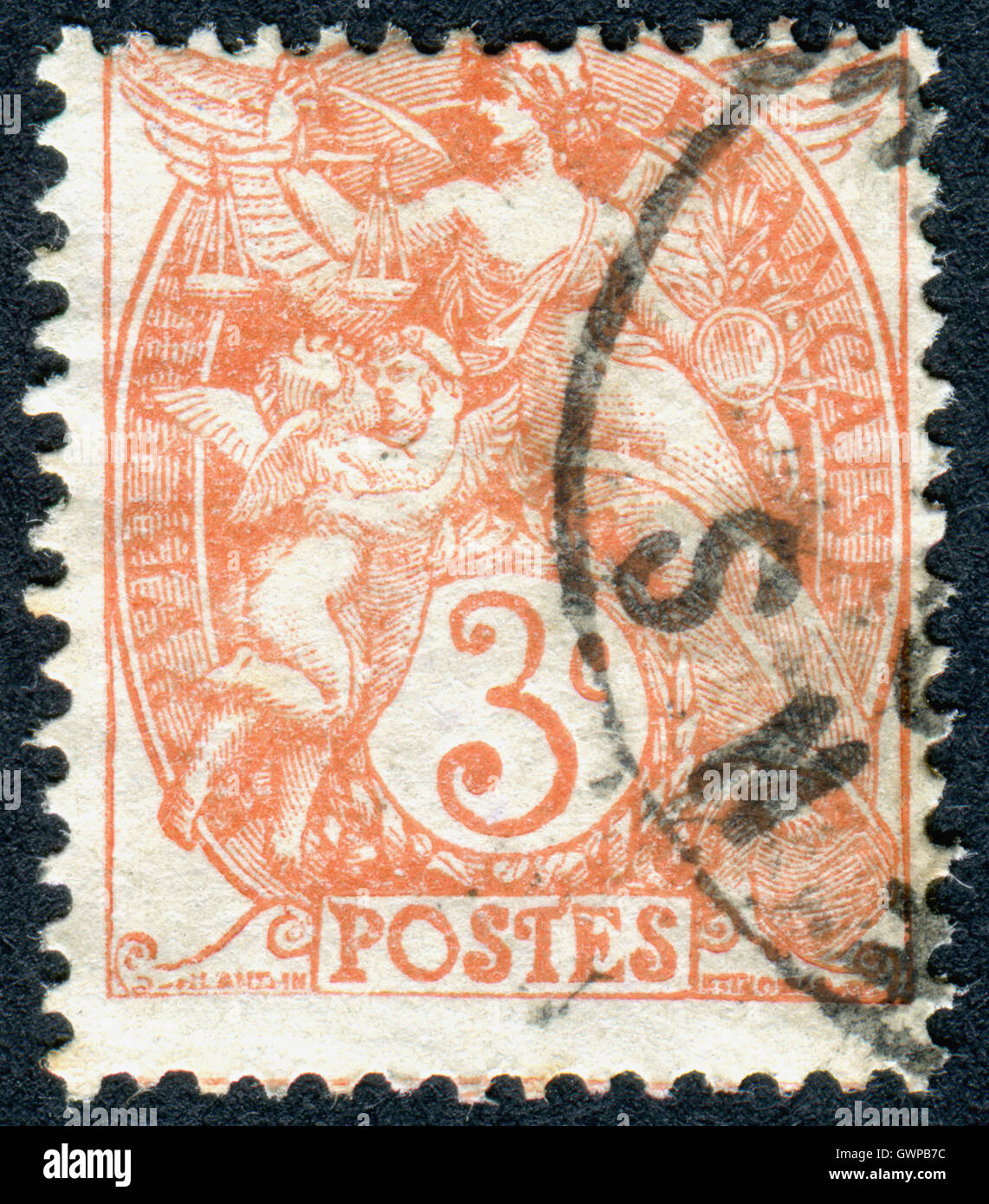 FRANCE - CIRCA 1900: A stamp printed in France, shows an allegory of ...