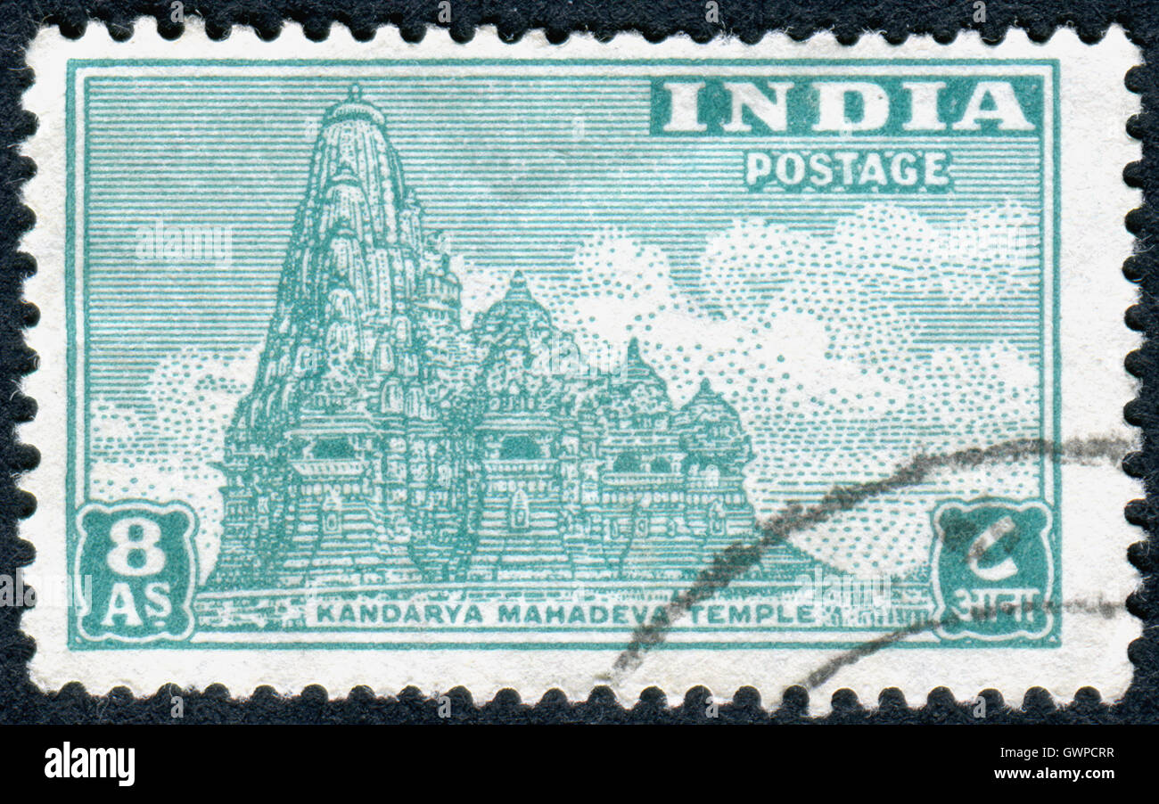 INDIA - CIRCA 1949: Postage stamp printed in India, shows the Kandariya ...