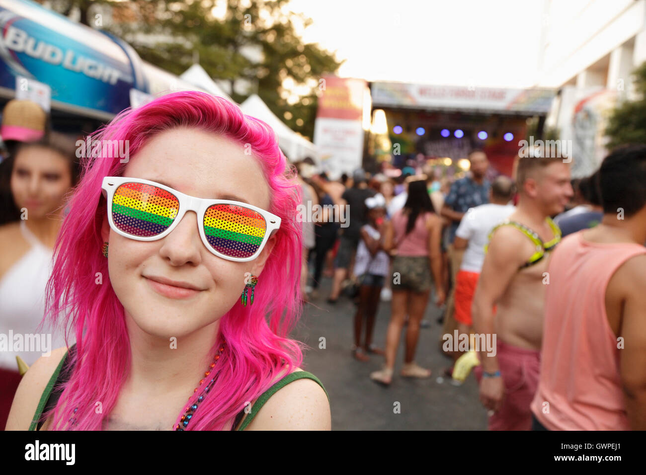 Young woman at 2016 Charlotte Pride Festival, Charlotte, North Carolina ...