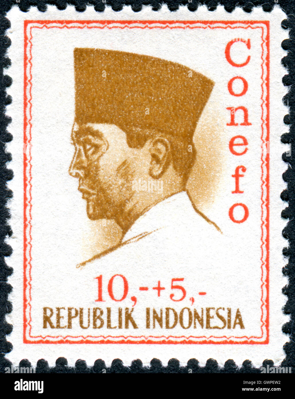 A stamp printed in Indonesia, dedicated Conference of New Emerging ...