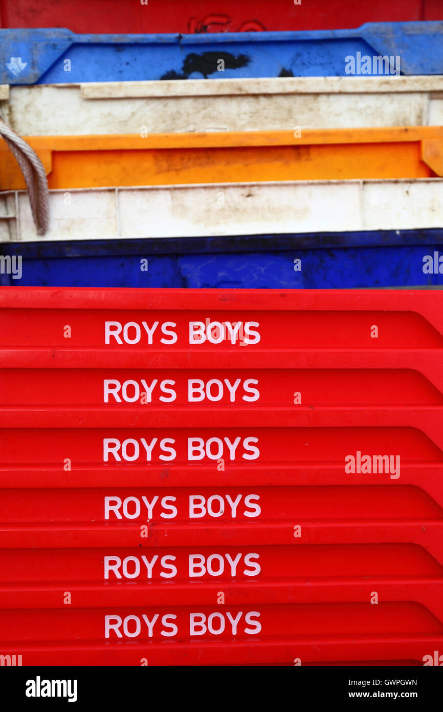 Stacked Plastic Fish Boxes Stock Photos & Stacked Plastic Fish Boxes ...