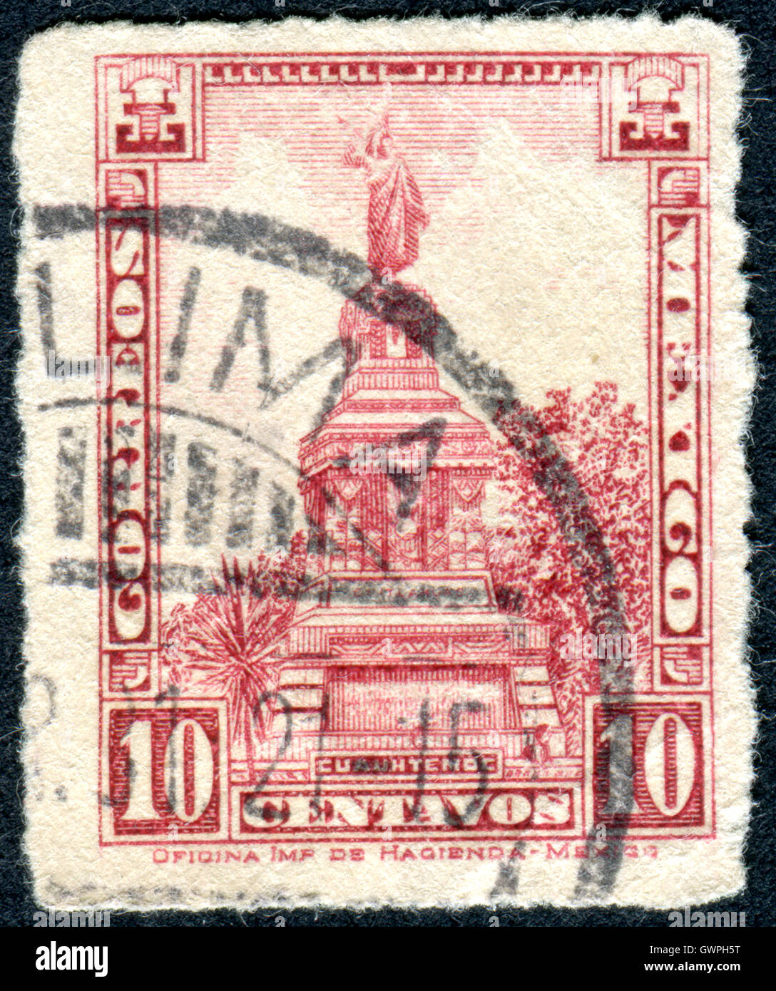 MEXICO - CIRCA 1923: Postage stamp printed in Mexico, shows the Statue ...