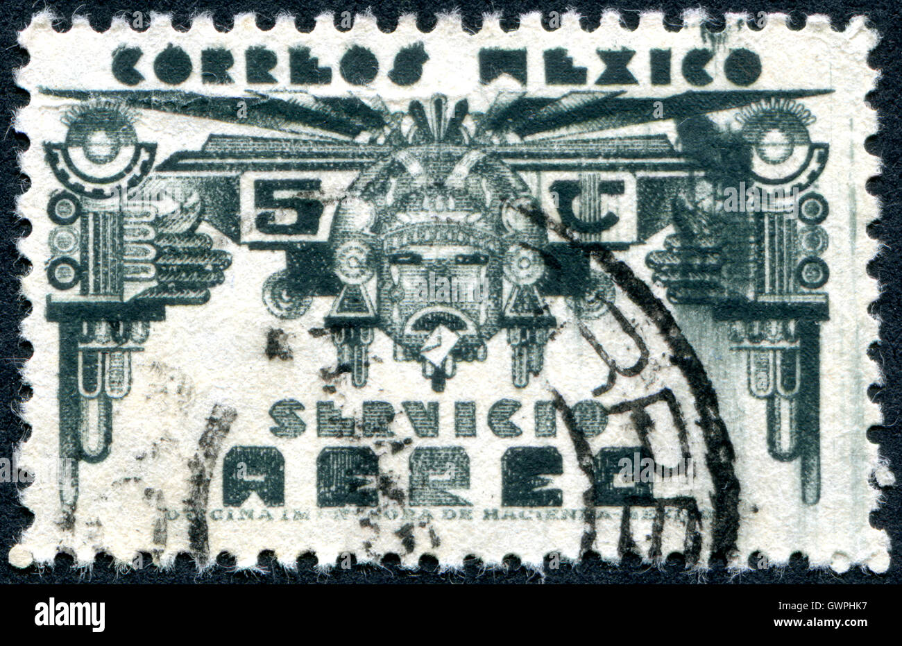 MEXICO - CIRCA 1934: Postage stamp printed in Mexico, shows God of ...