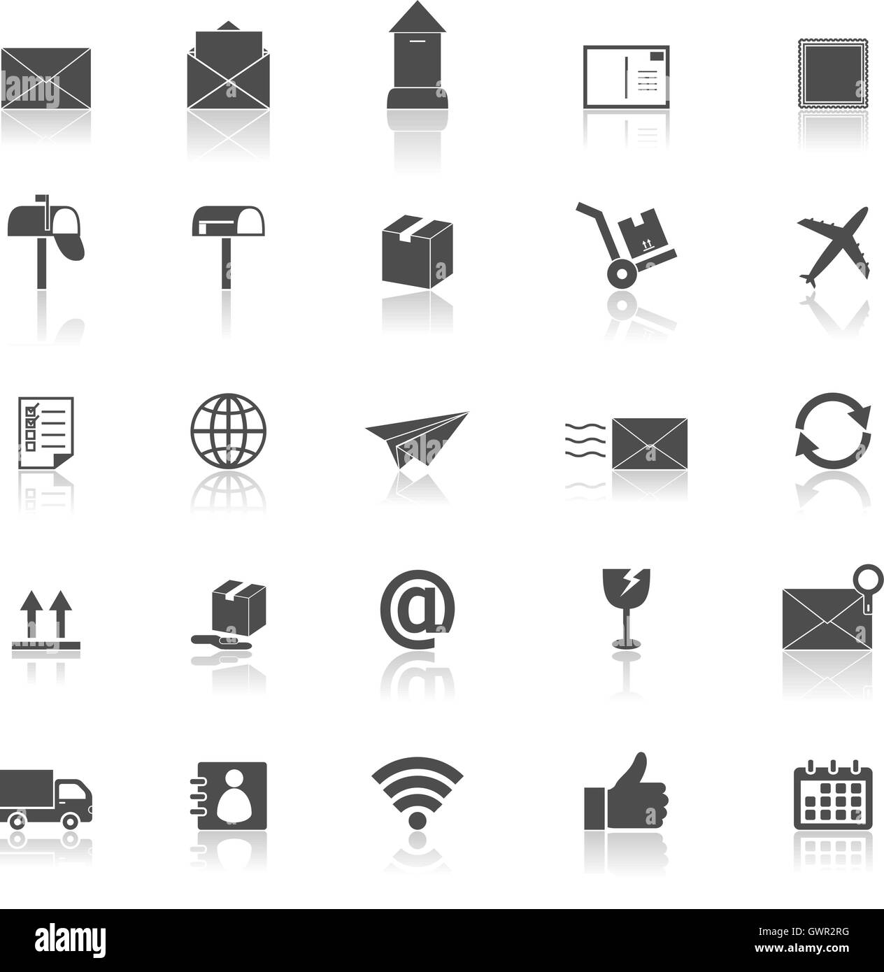 Post icons with reflect on white background, stock vector Stock Vector ...