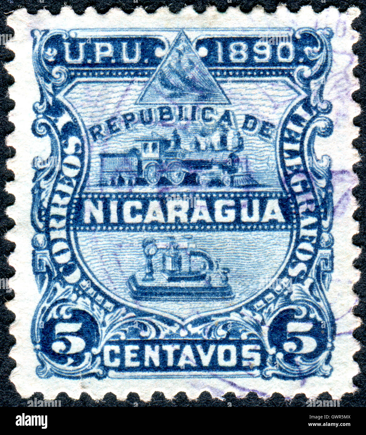 NICARAGUA - CIRCA 1890: Postage stamp printed in the Nicaragua, shows ...