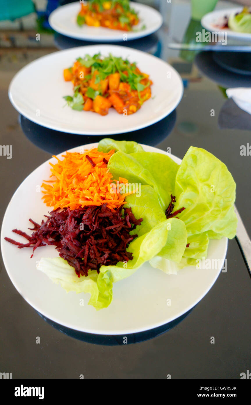 vegetables on plate. Vegetarian meal Stock Photo - Alamy
