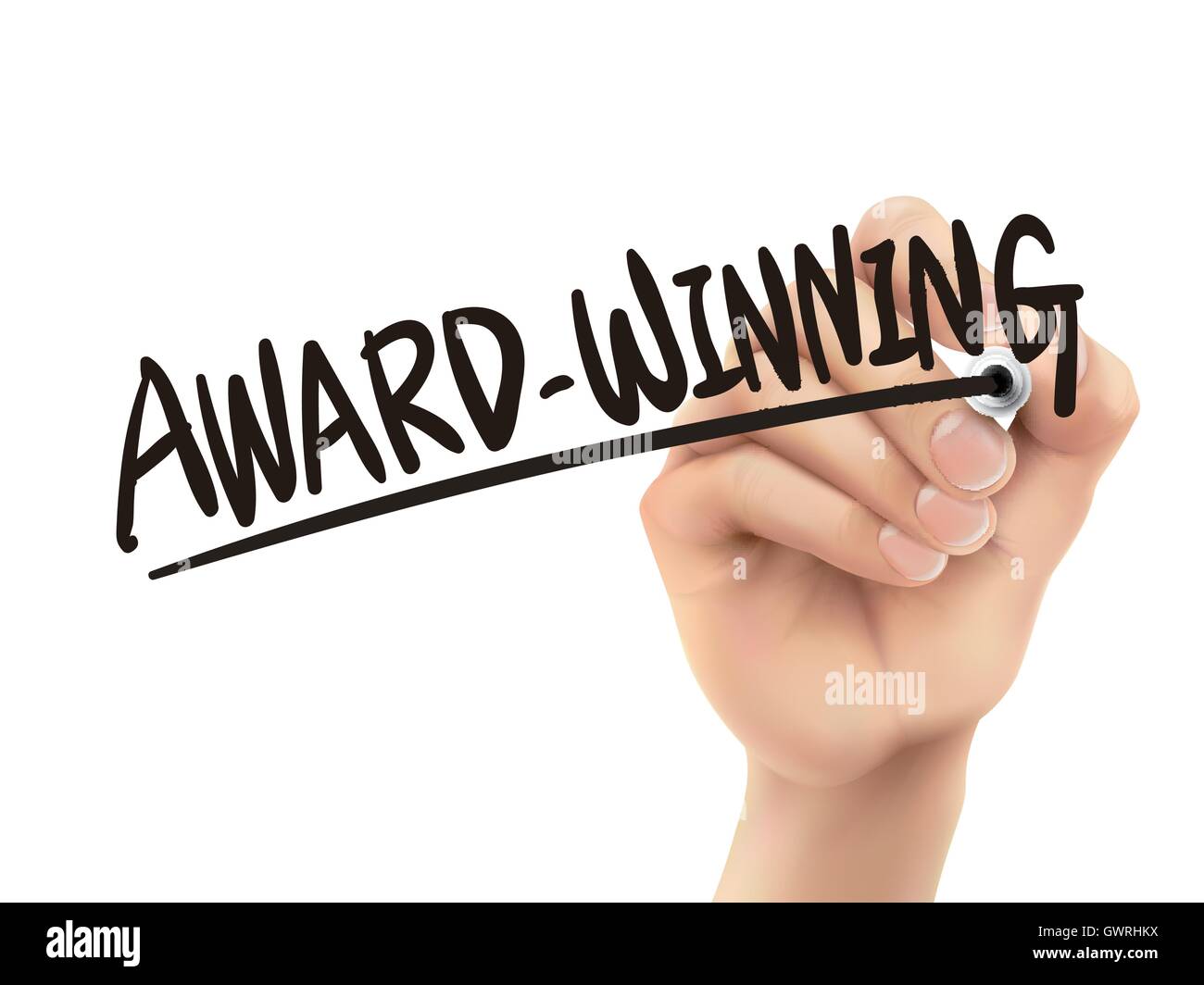 Award-winning written by hand, 3D illustration realistic hand writing ...