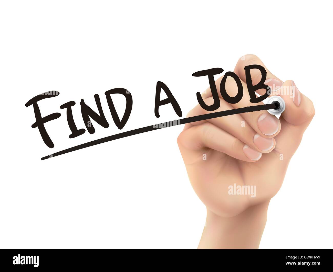 Find a job written by hand, 3D illustration realistic hand writing on ...