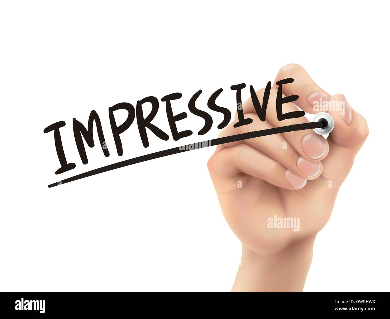 Impressive written by hand, 3D illustration realistic hand writing on ...