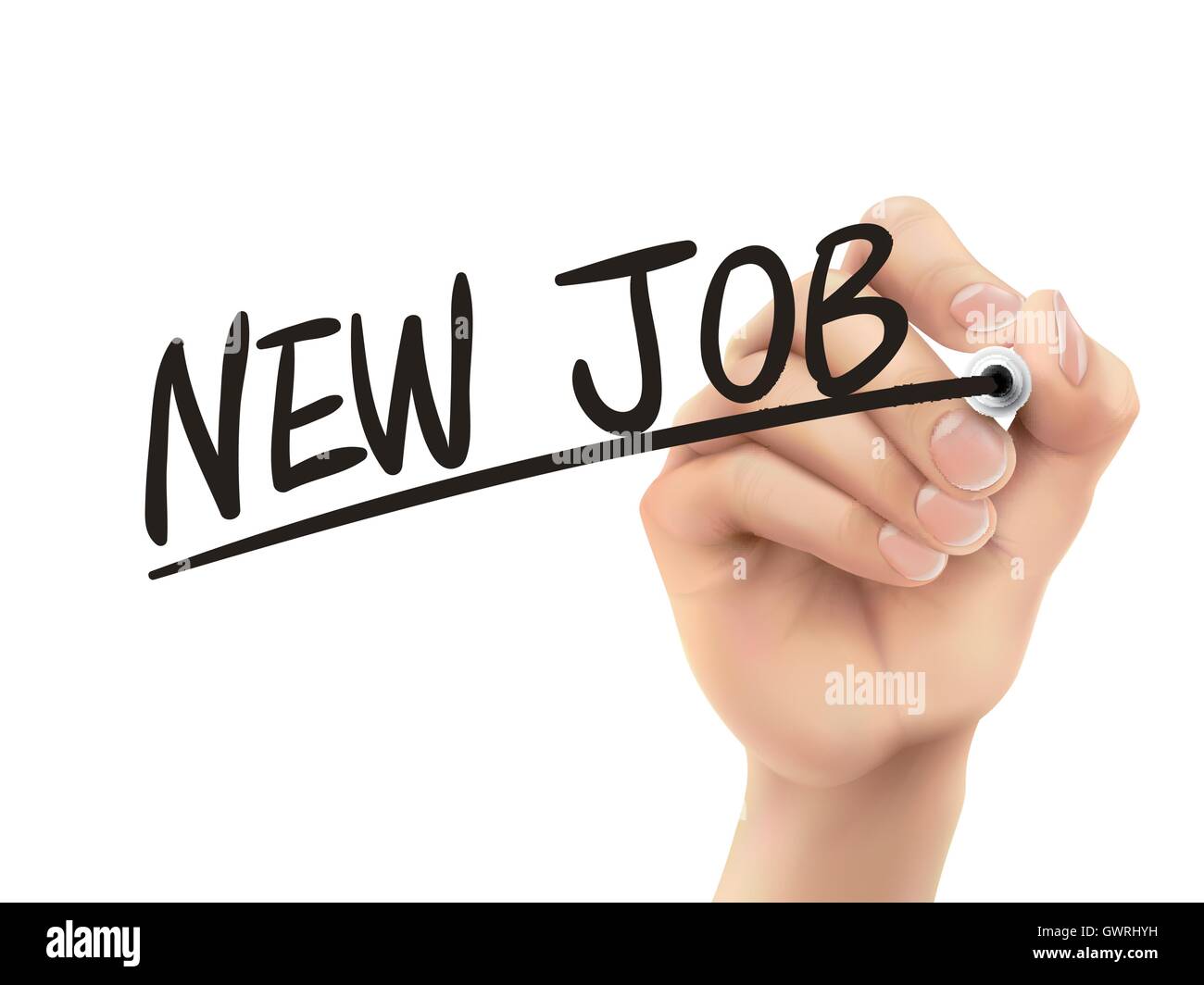 New job written by hand, 3D illustration realistic hand writing on ...