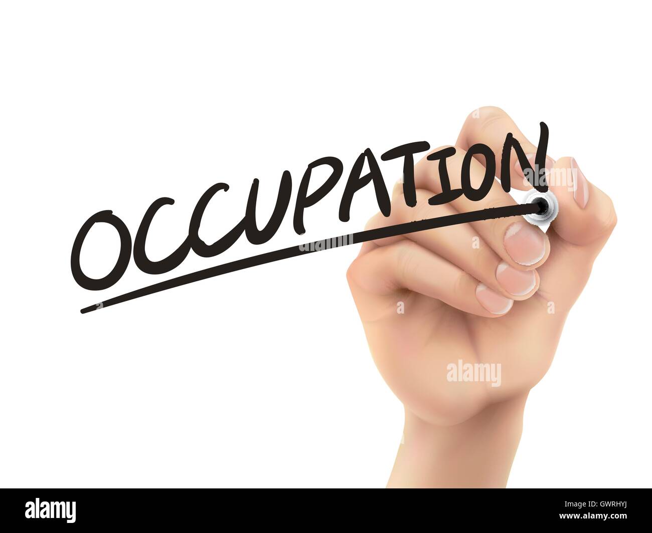 Occupation written by hand, 3D illustration realistic hand writing on ...