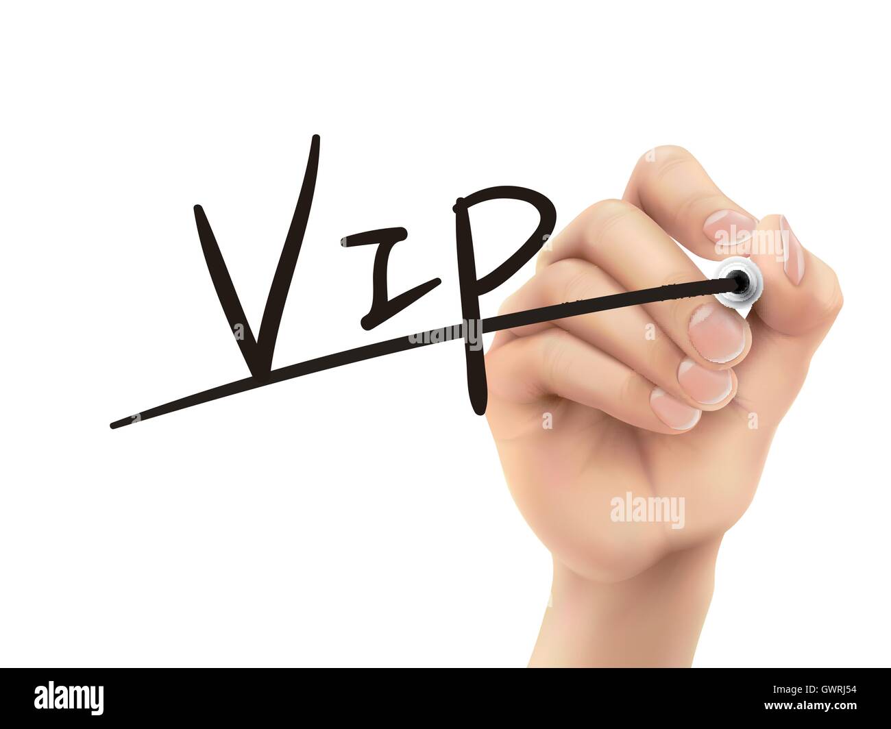 VIP written by hand, 3D illustration realistic hand writing on ...