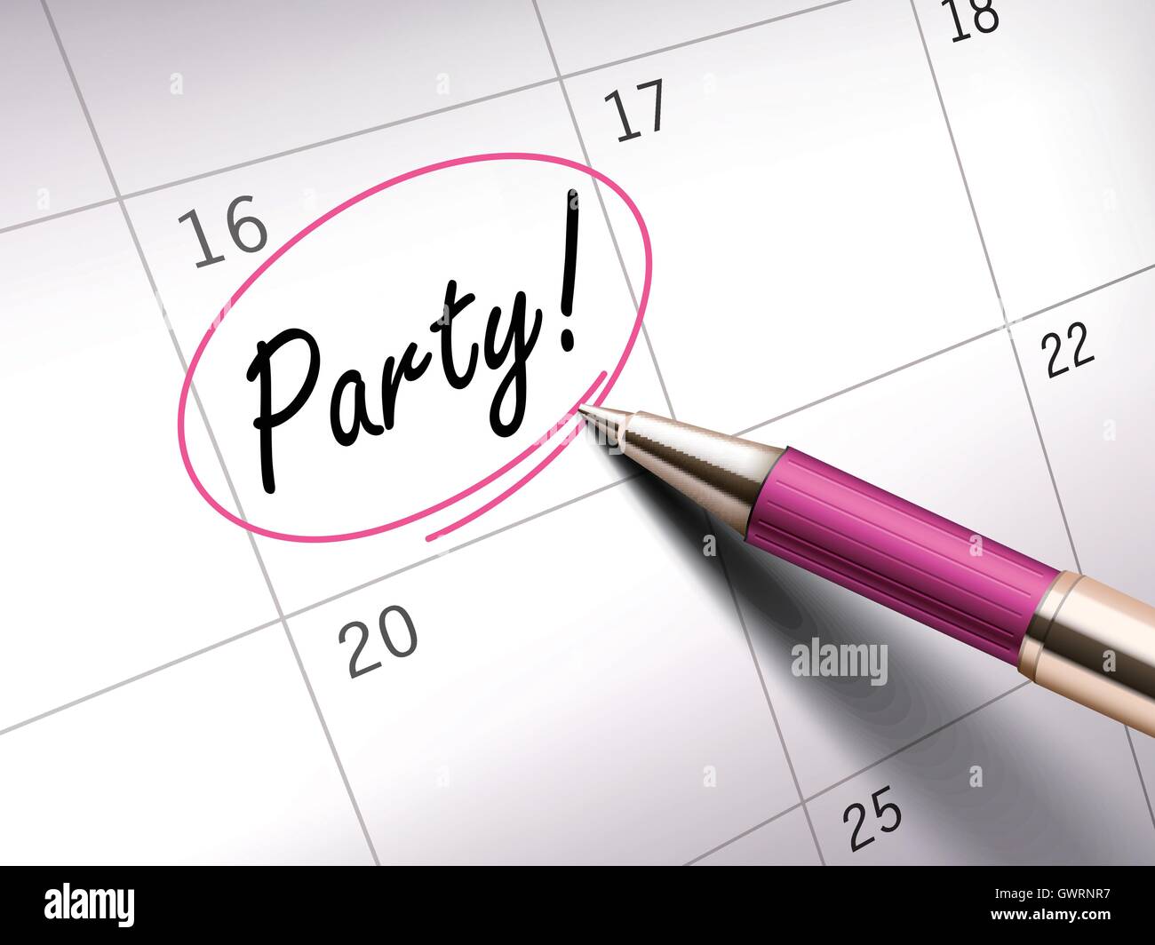 Party word marked on a calendar Stock Vector Images - Alamy