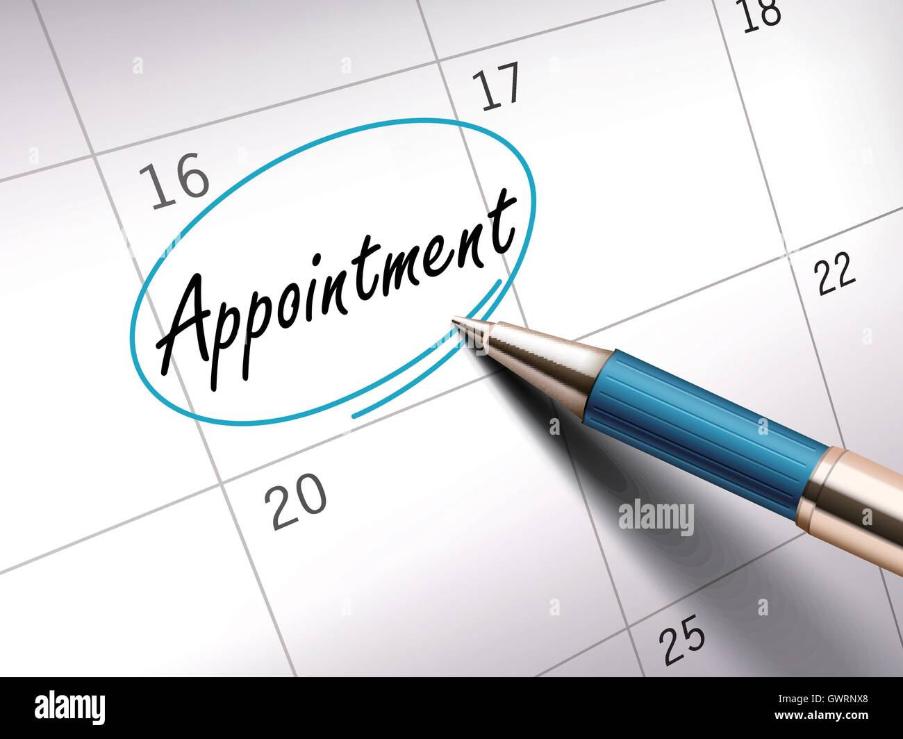 Appointment calendar with ballpoint pen Stock Vector Images - Alamy