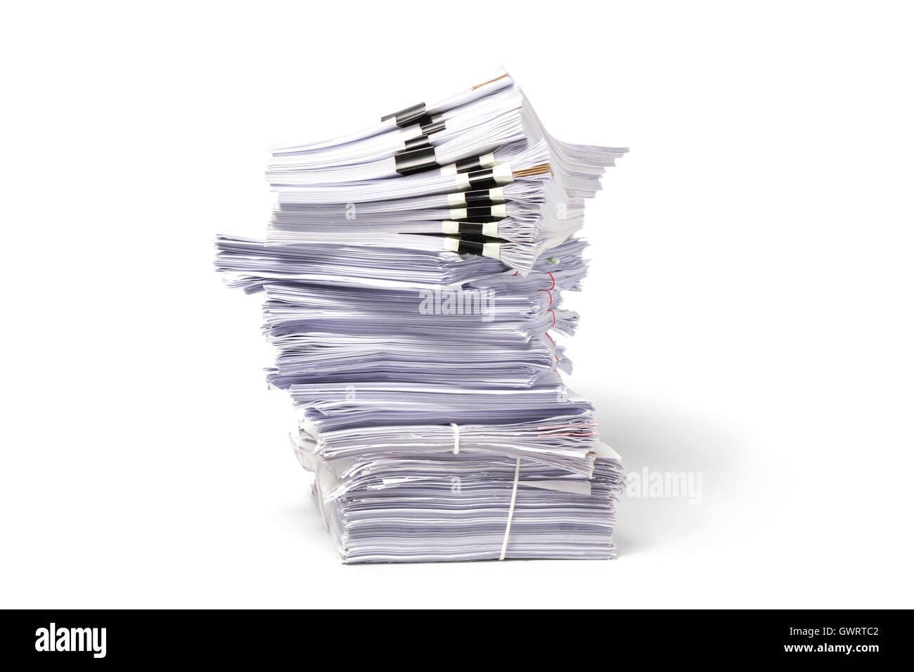 Stack of business papers isolated on white background Stock Photo - Alamy