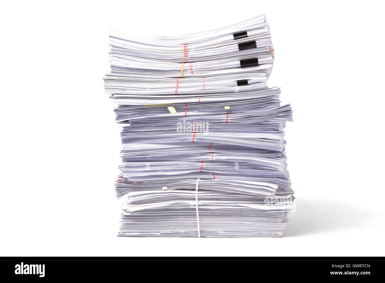 Stack of business papers isolated on white background Stock Photo - Alamy
