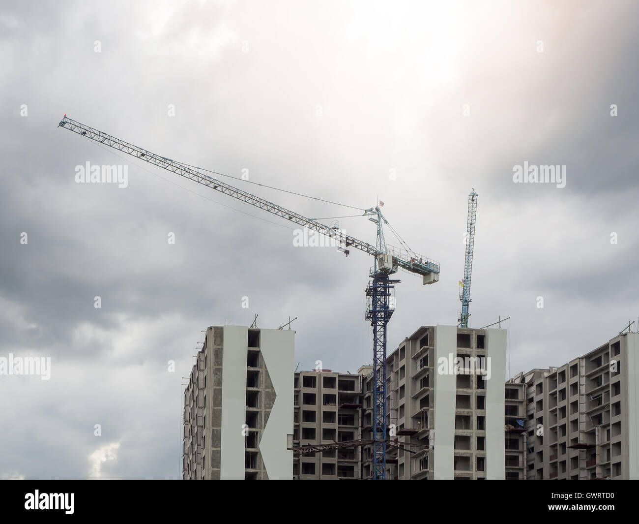 Crane and building construction site Stock Photo - Alamy