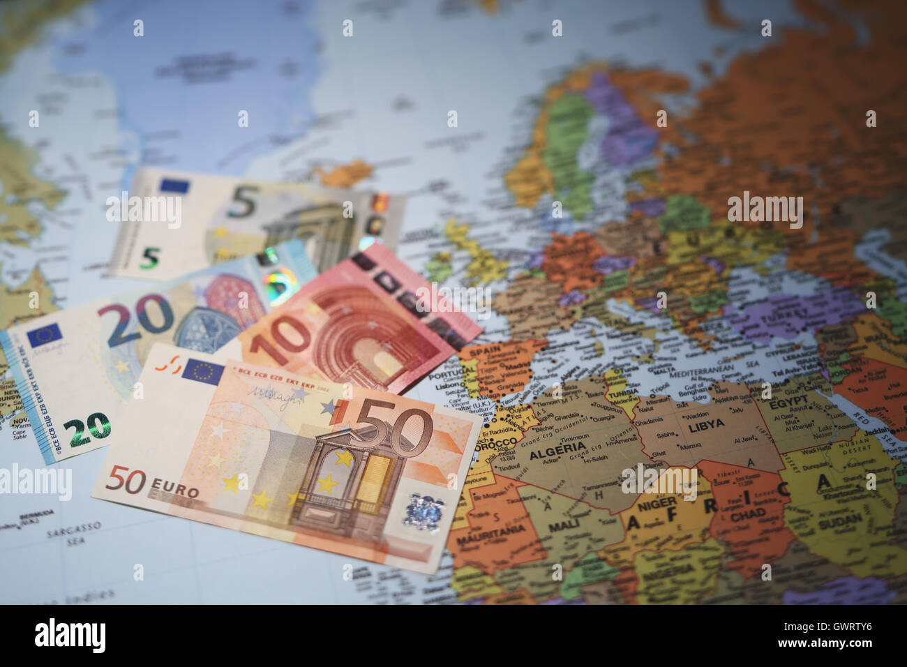 Euro on world map Stock Photo - Alamy