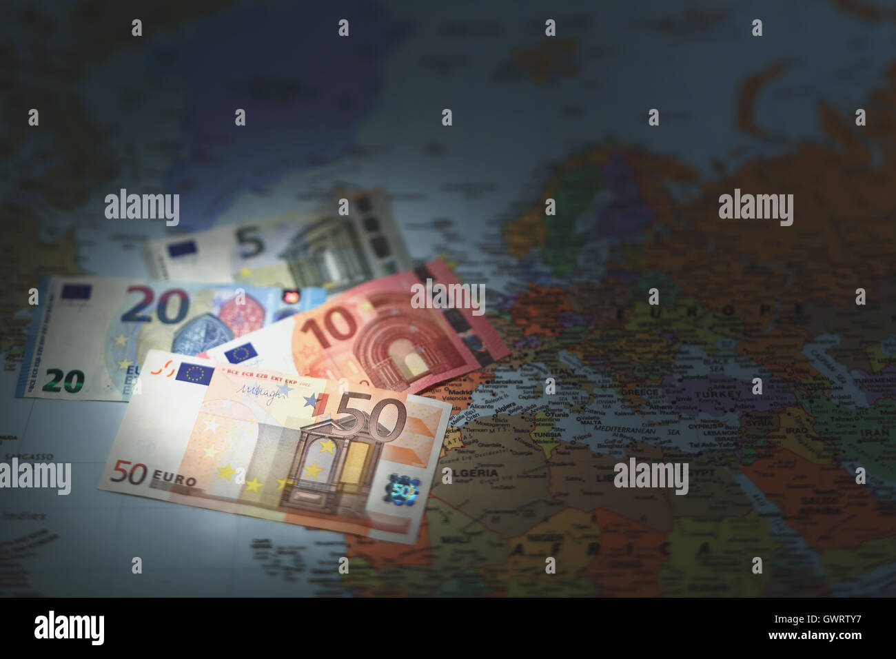 Euro on world map Stock Photo - Alamy
