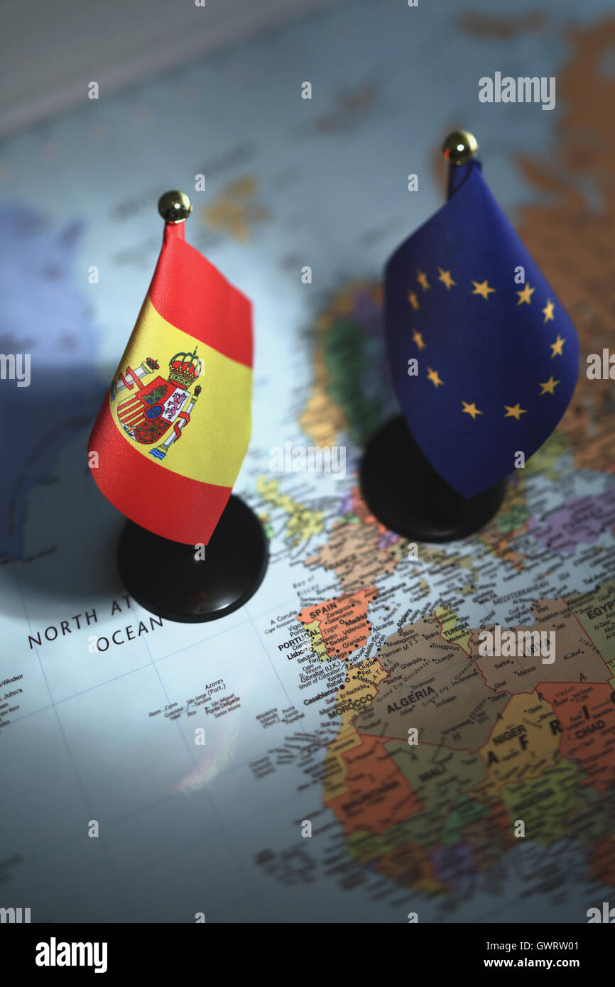 Spain and EU flags Stock Photo - Alamy