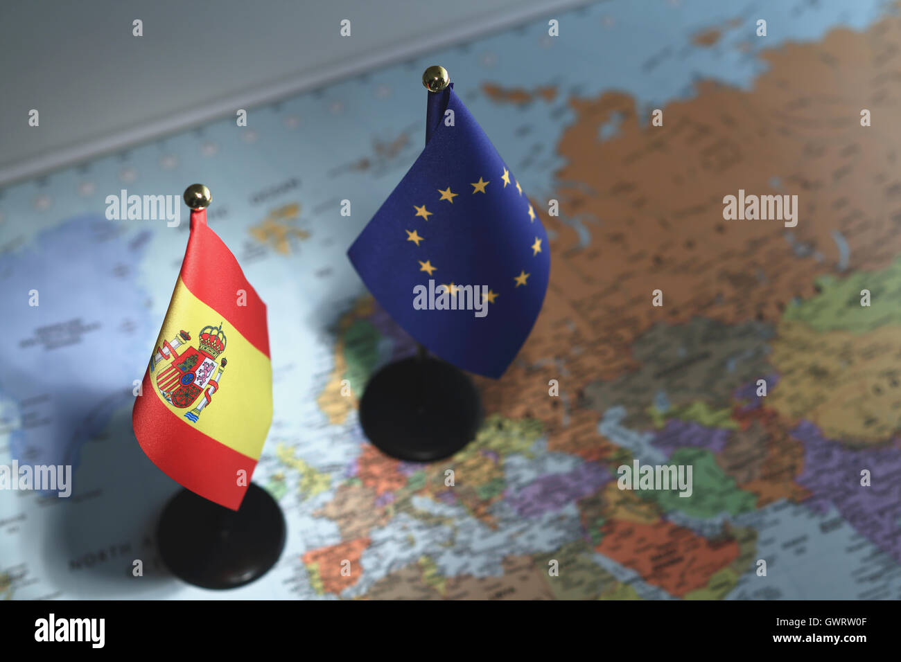 Spain and EU flags Stock Photo - Alamy